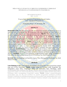 PERAN DINAS LINGKUNGAN HIDUP DAN KEBERSIHAN TERHADAP PENGELOLAAN SAMPAH DI KOTA PALEMBANG ...